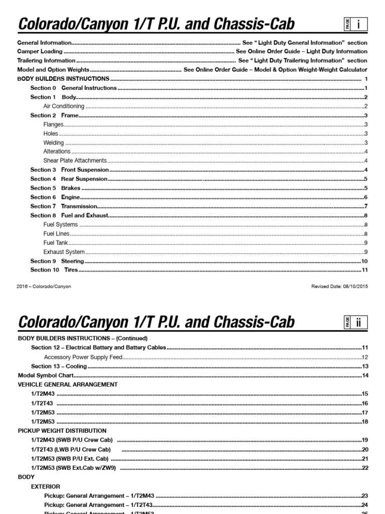 Colorado/Canyon Body Builders Guide | PDF | Throttle | Truck