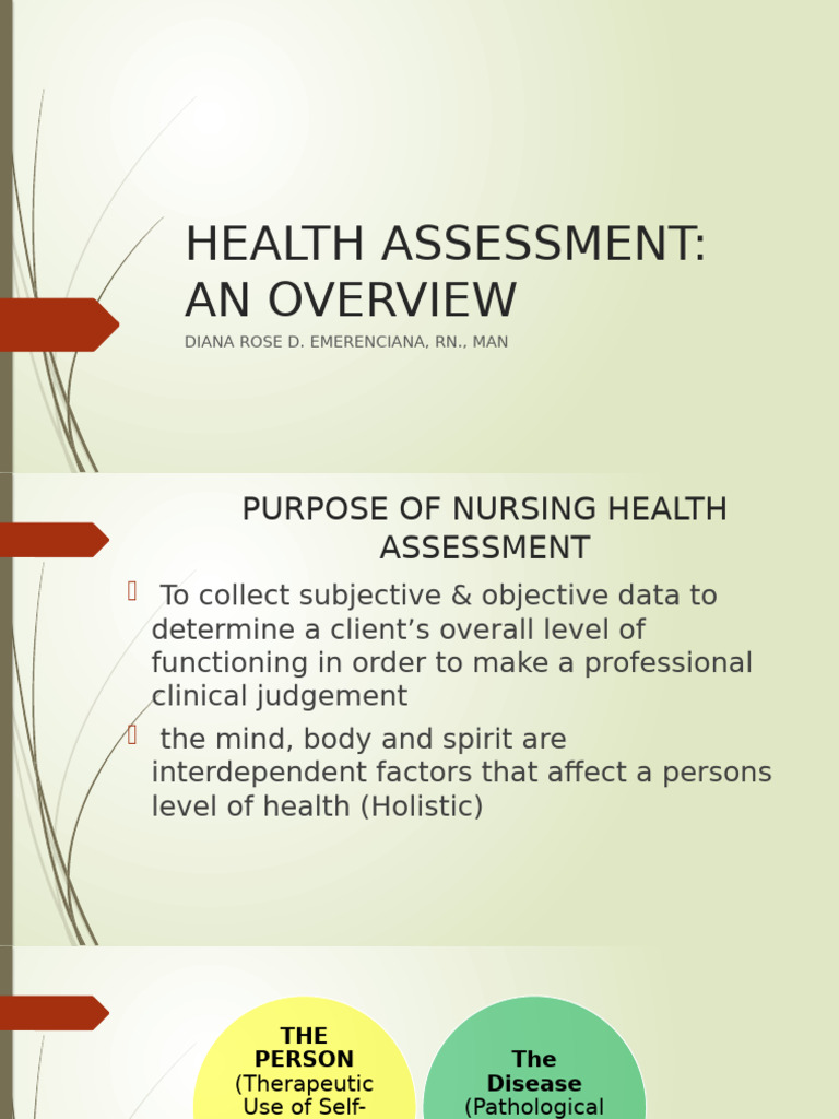 1 Overview of Health Assessment | PDF | Nursing | Physical Examination