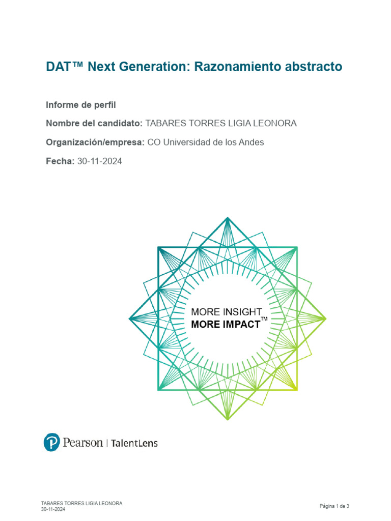 DAT™ Next Generation - Abstract Reasoning - Profile Report | PDF ...