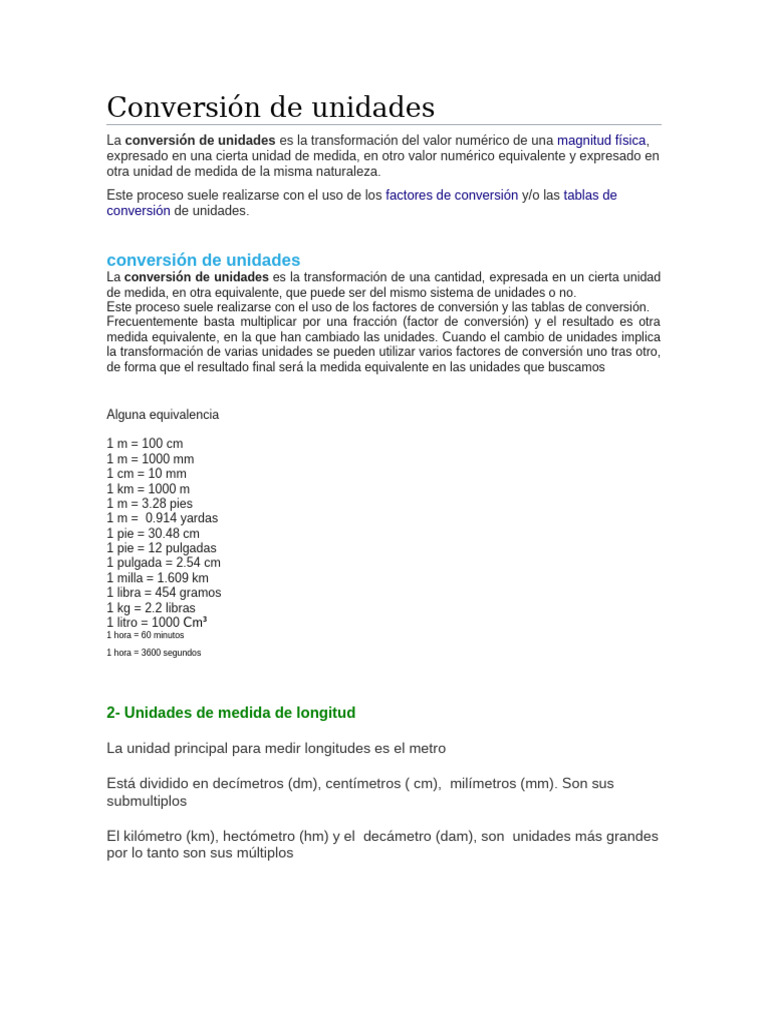 Conversión de Unidades | PDF | Litro | Unidades de medida