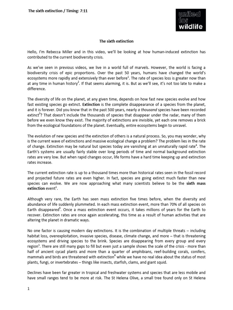The Sixth Extinction Pdf Extinction Biodiversity