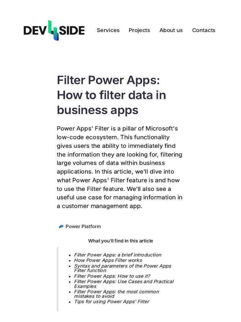 Filter Power Apps - How To Filter Data in Business Apps | PDF ...