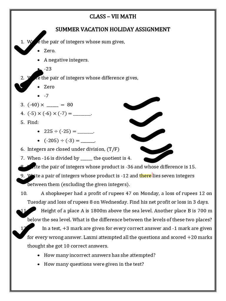 Class VII - Math | PDF