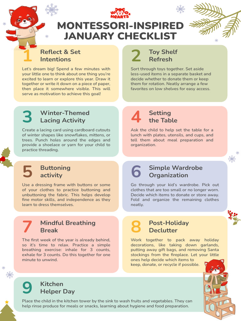 Montessori January Activity Checklist | PDF | Toys