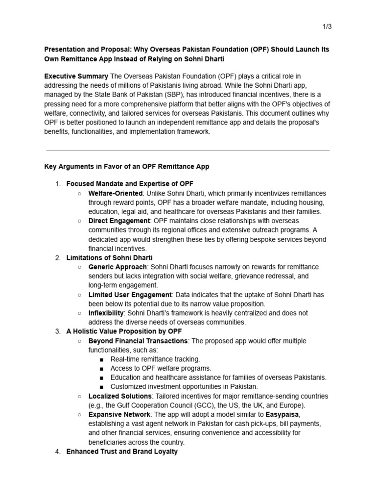 Why Overseas Pakistan Foundation (OPF) RP Application | PDF ...