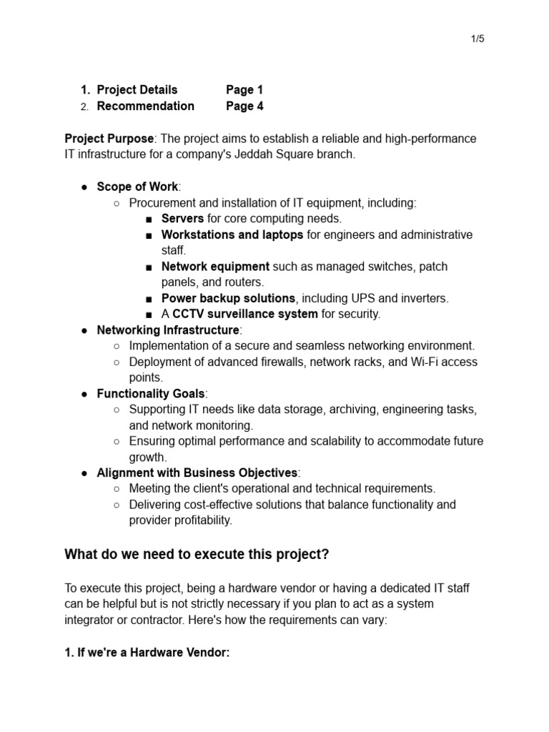 IT Hardware Project | PDF | Computer Network | Project Management