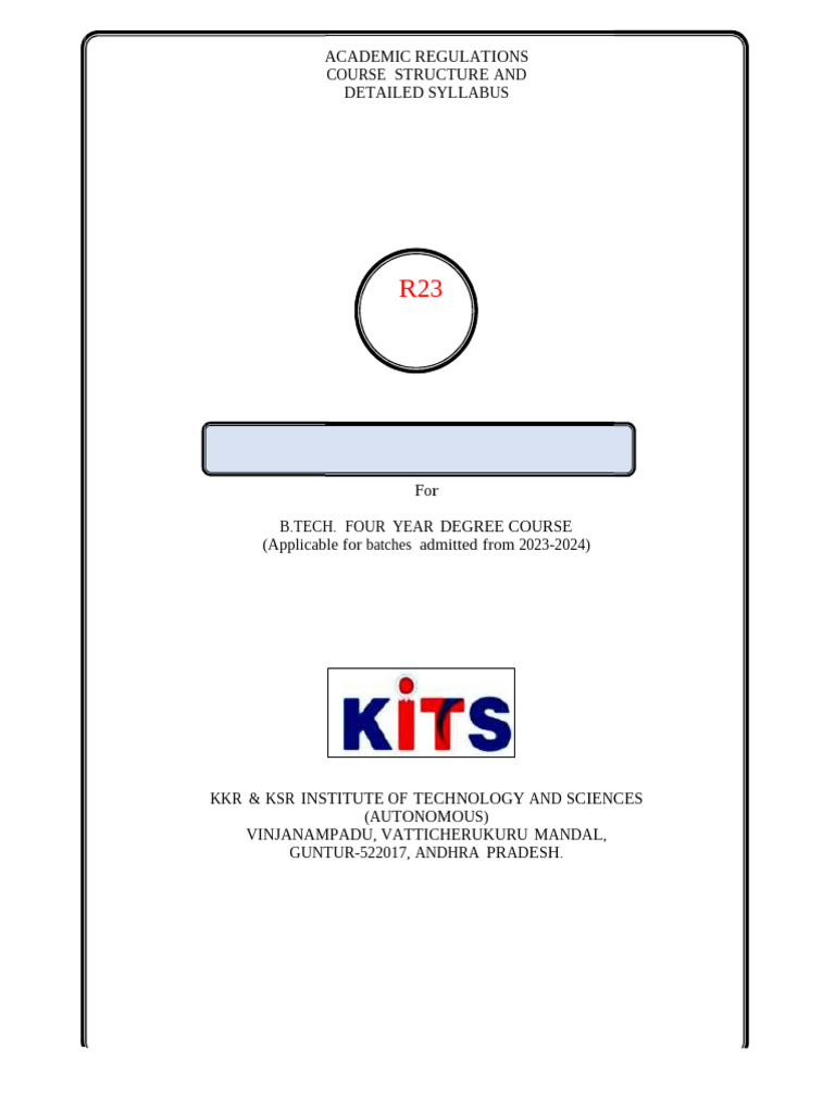 R23 Academic Regulations for B.Tech 2023 | PDF