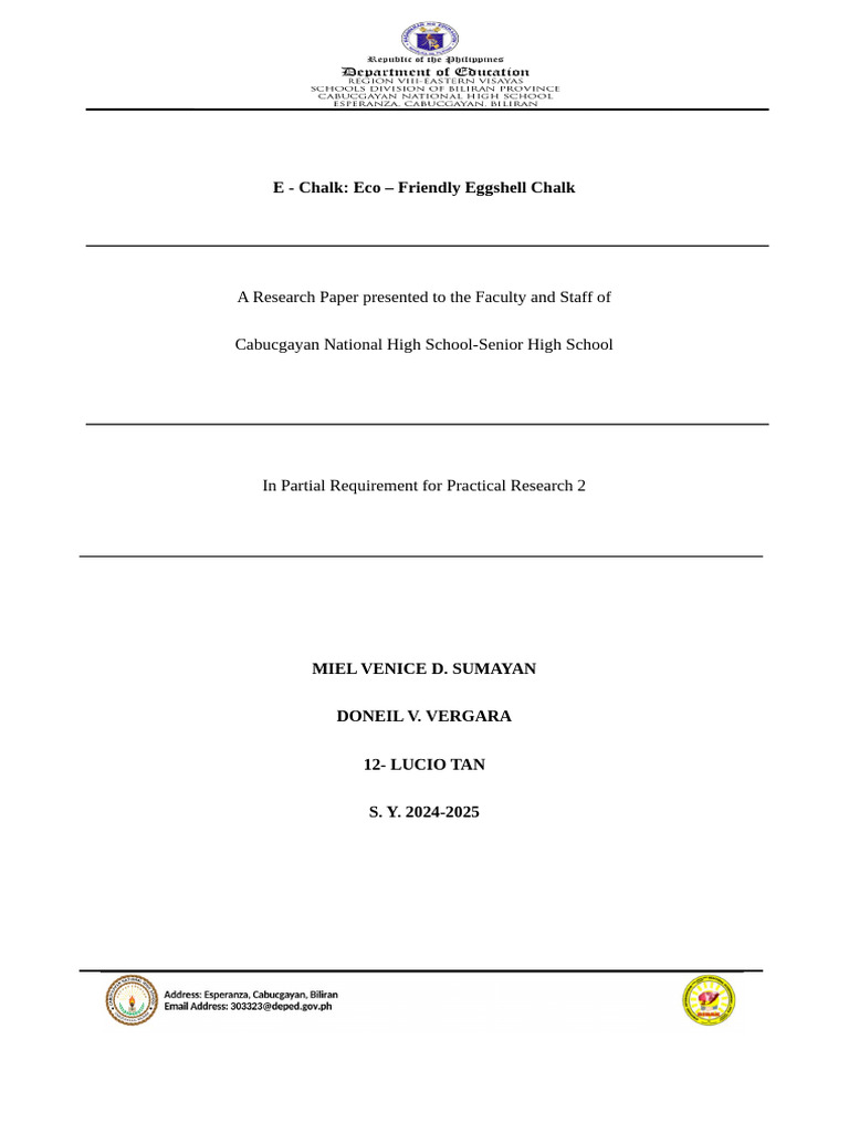 E - Chalk: Eco - Friendly Eggshell Chalk | PDF | Waste | Materials