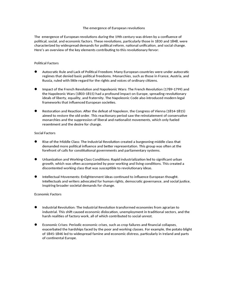 The Emergence of European Revolutions | PDF | Ideologies | Political ...