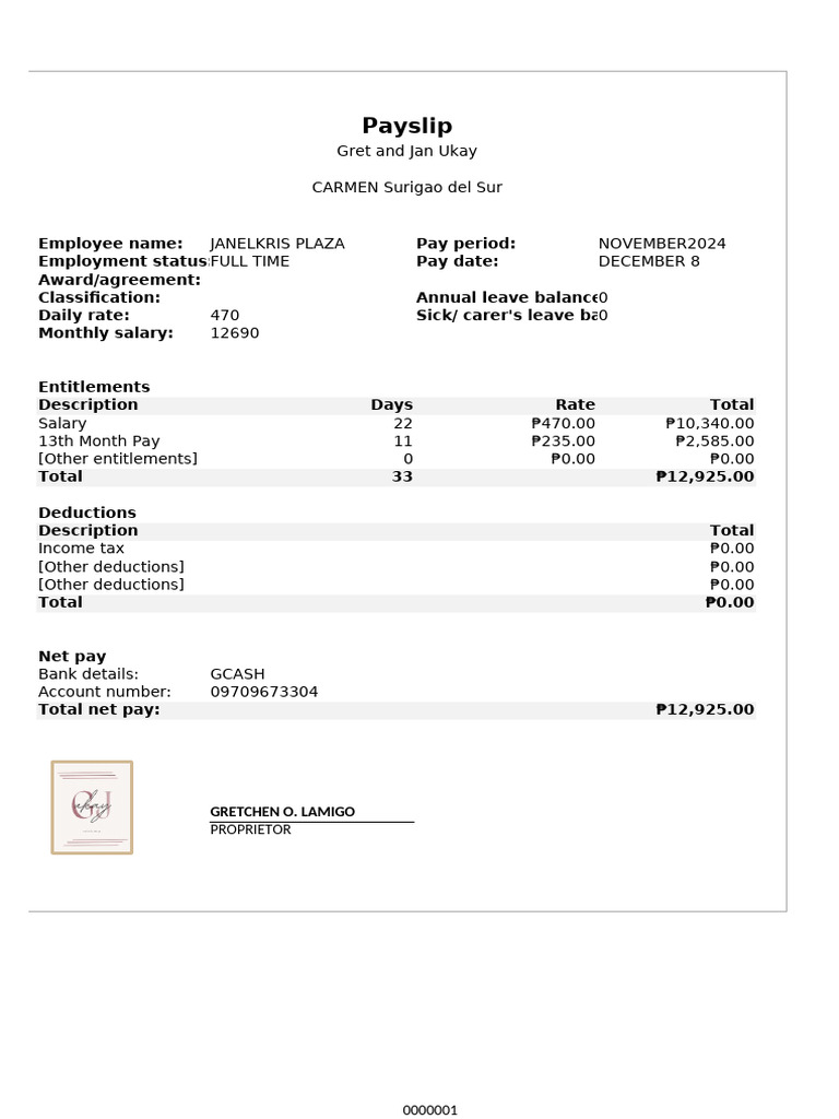 Payslip Template by Conta | PDF | Paycheck | Salary