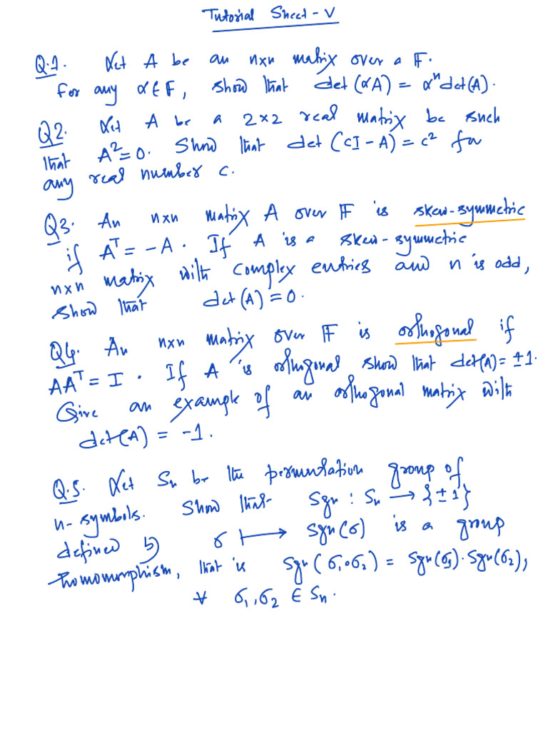 Tutorial Sheet V | PDF