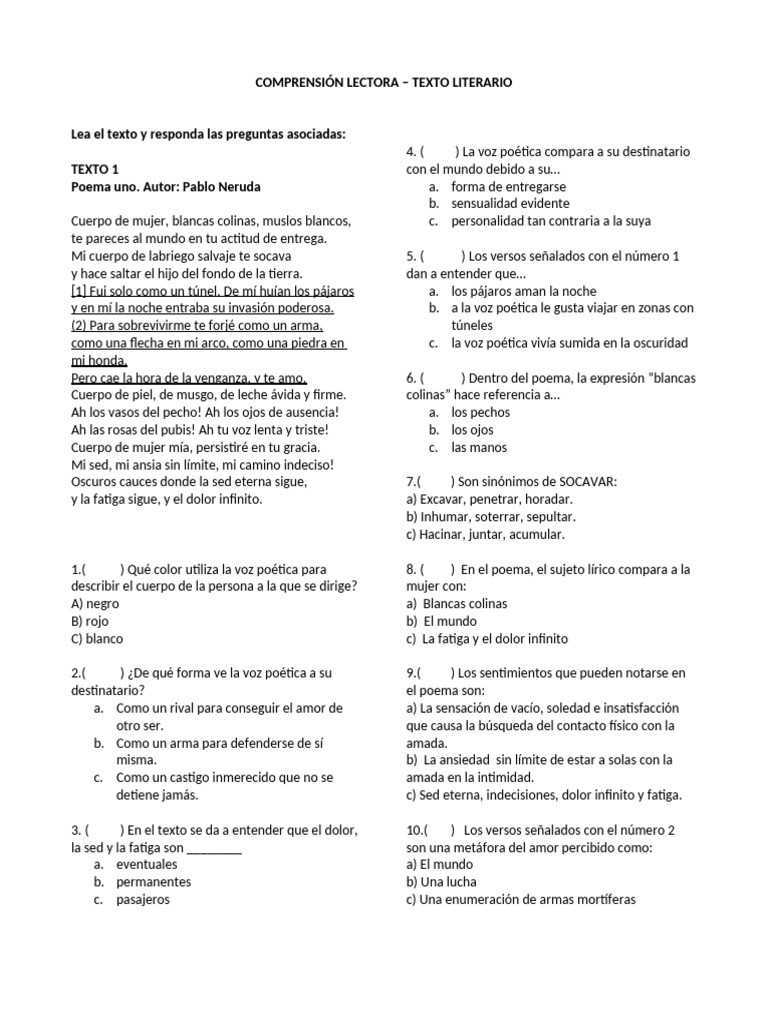 Comprensión Lectora: Análisis de Poemas | PDF