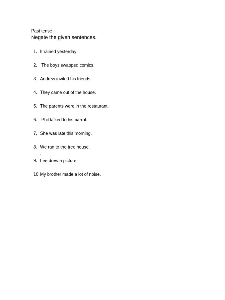 Past Tense Negation | PDF