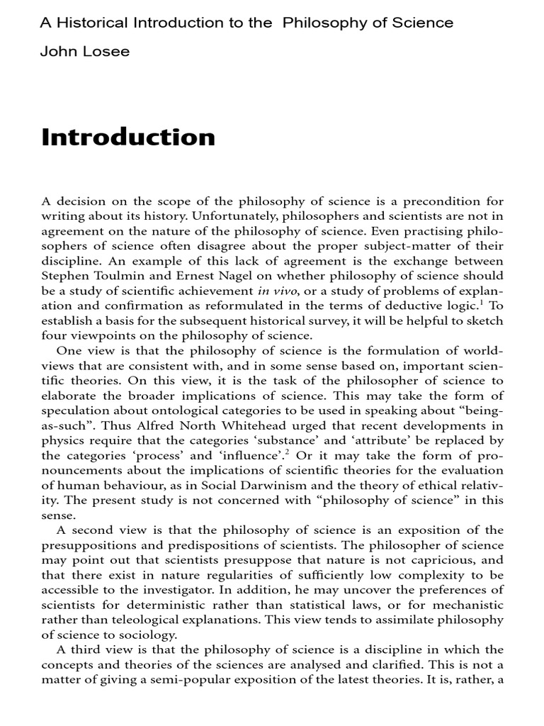 Historical Intro To Phil of SC - John Losee - Introduction | PDF | Science | Philosophy Of Science