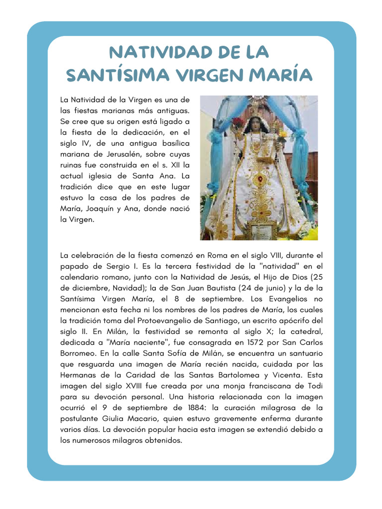 Historia de la Natividad de la Virgen María | PDF | María, madre de ...