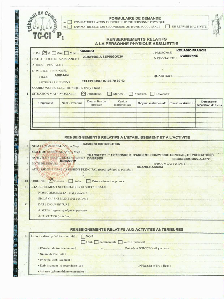 Fiche de Renseignement | PDF