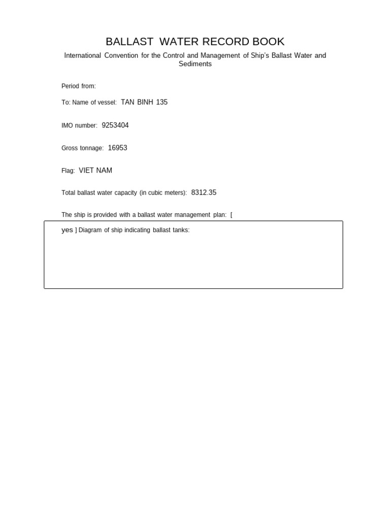 Ballast Water Record Book | PDF | Ships | Water