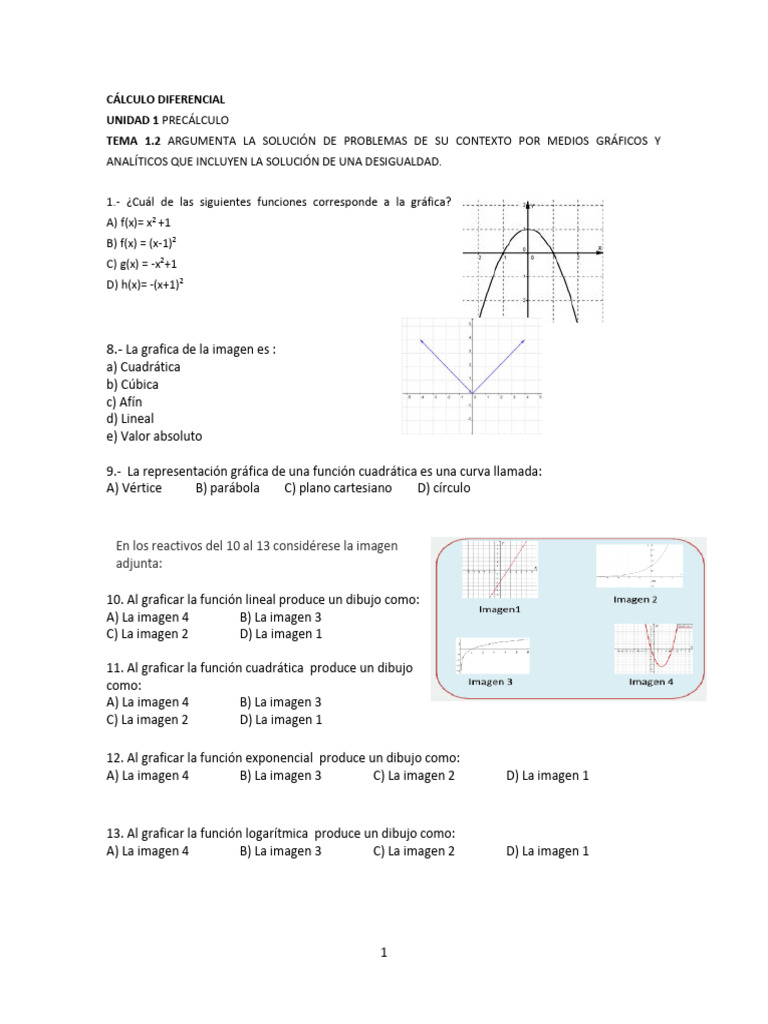 AUTOEVALUACION_CÃ_LCULO DIFERENCIAL_SEGUNDO PARCIAL | PDF | Función continua | Función (Matemáticas)