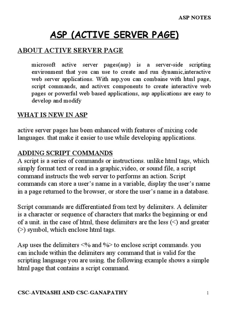 About Active Server Page | PDF | Active Server Pages | Scripting Language