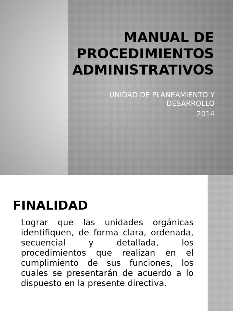 Manual de Procedimientos Administrativos | PDF | Ley procesal | Estatuto
