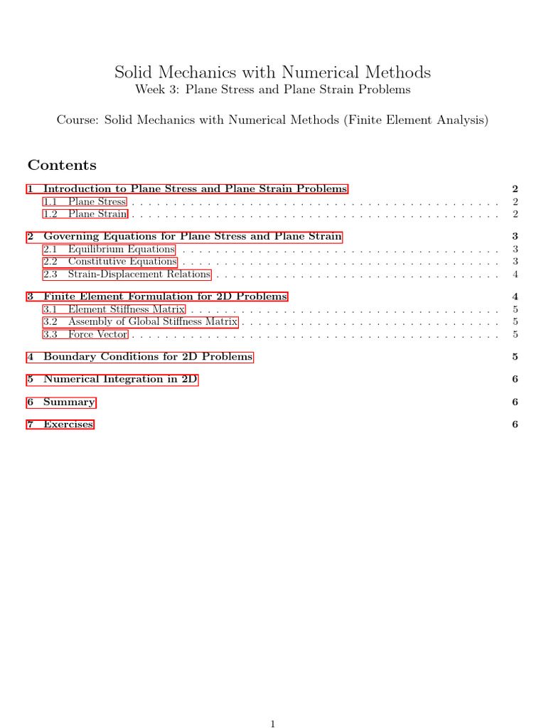 Plane Stress and Strain in Solid Mechanics | PDF | Stress (Mechanics ...