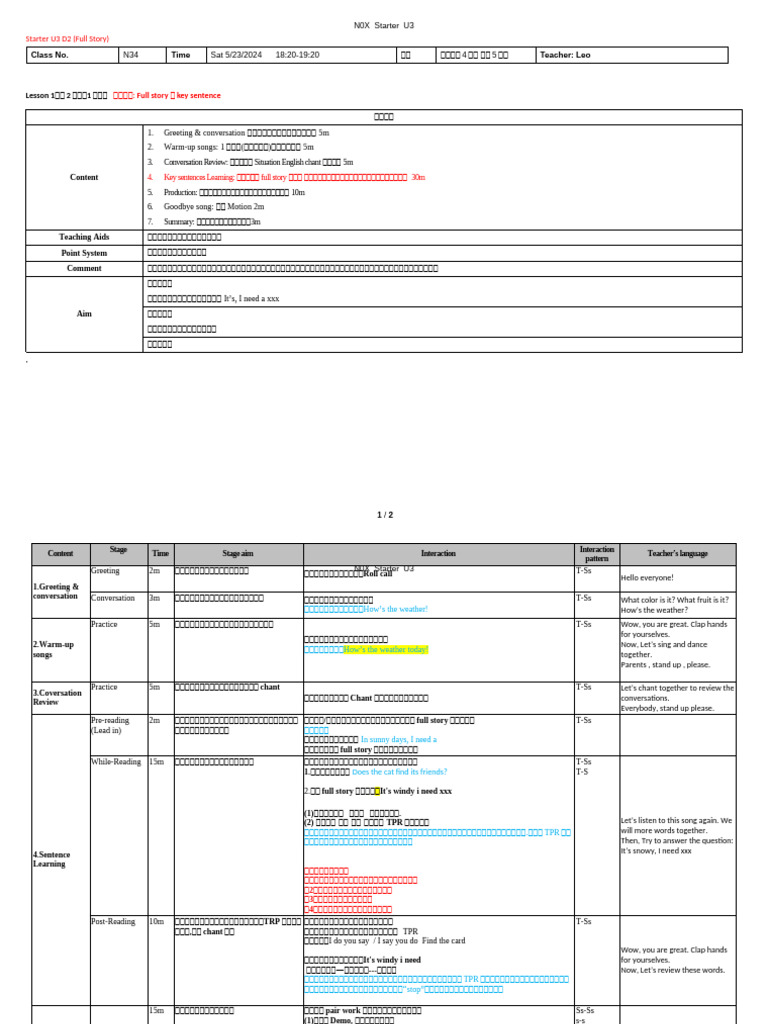 N34 Starter 2 Day2 Leo 5.23 | PDF