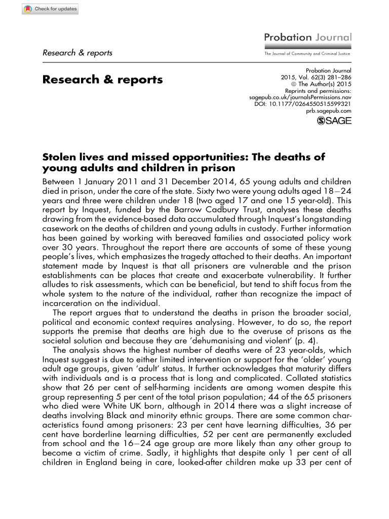 Deaths of Children in Prison | PDF | Prison | Crimes