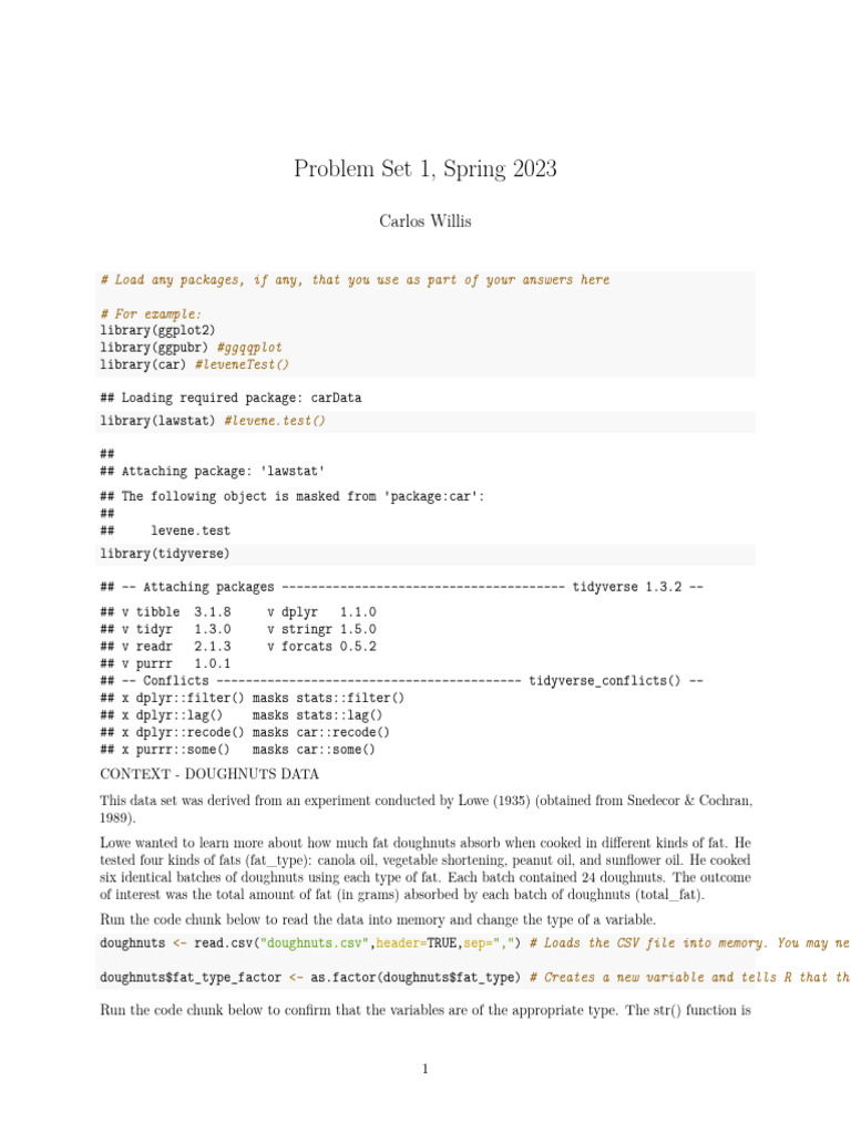 Carlos_Willis_Problem-Set-1 | PDF | Analysis Of Variance | Null Hypothesis