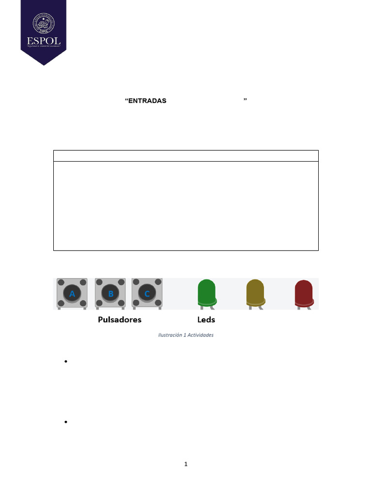 P1 Entradas y Salidas Digitales | PDF | Arduino | Programación de computadoras