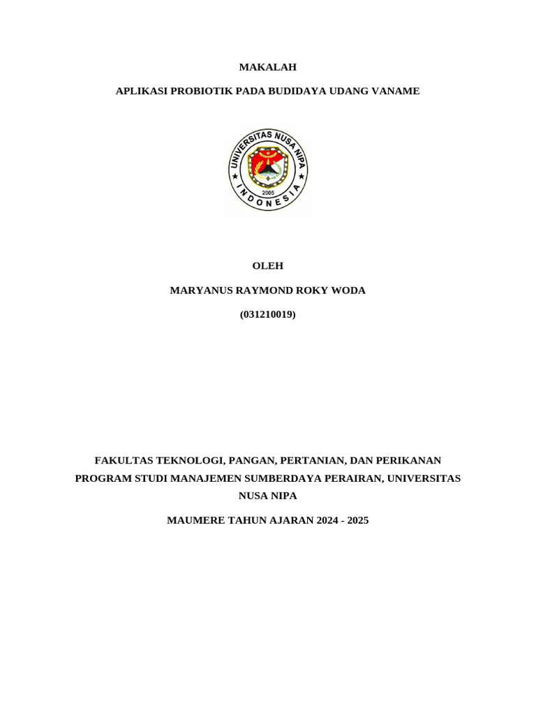 Probiotik dalam Budidaya Udang Vaname | PDF