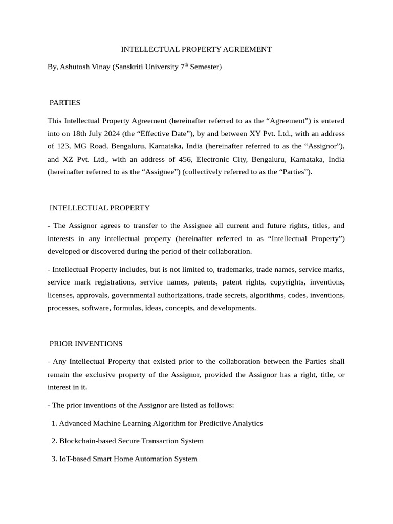 Intellectual Property Transfer Agreement | PDF | Assignment (Law ...