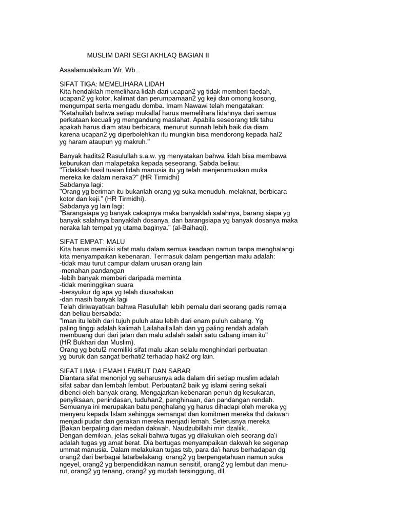 Muslim Dari Segi Akhlaq Bagian II | PDF