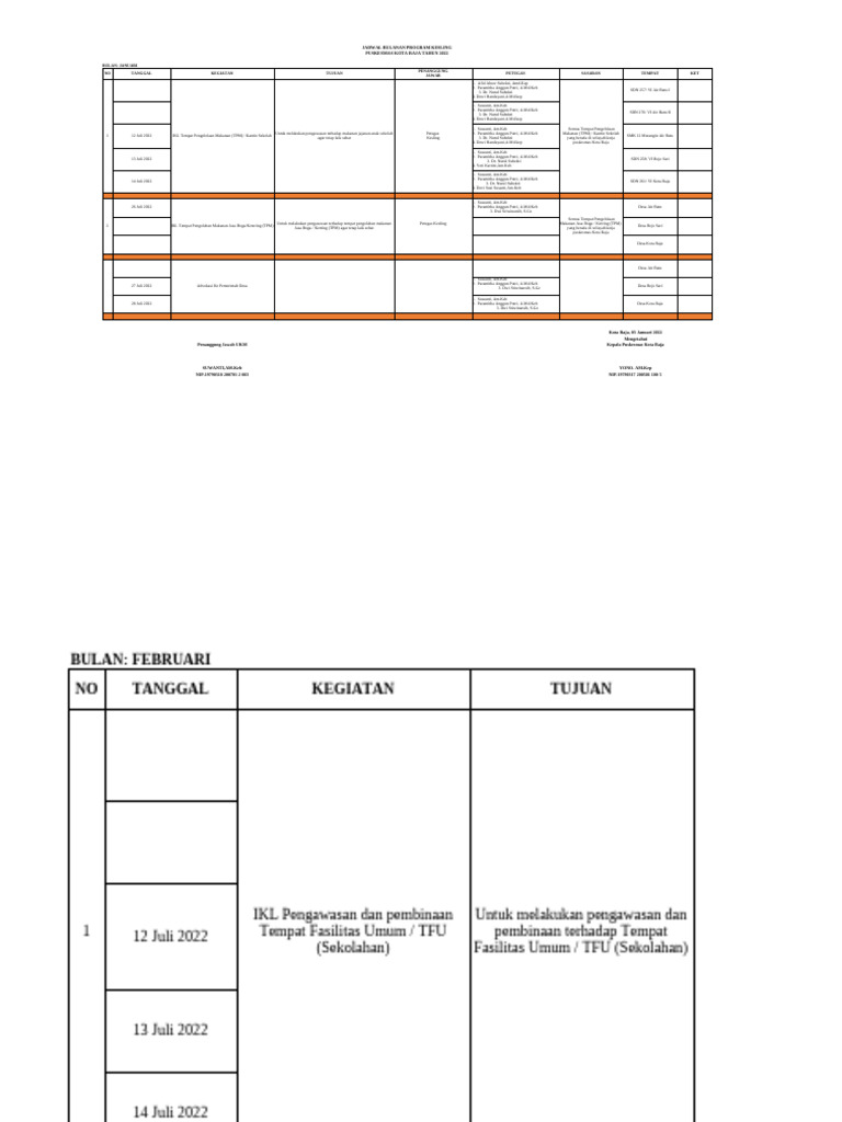 contoh jadwal bulanan | PDF