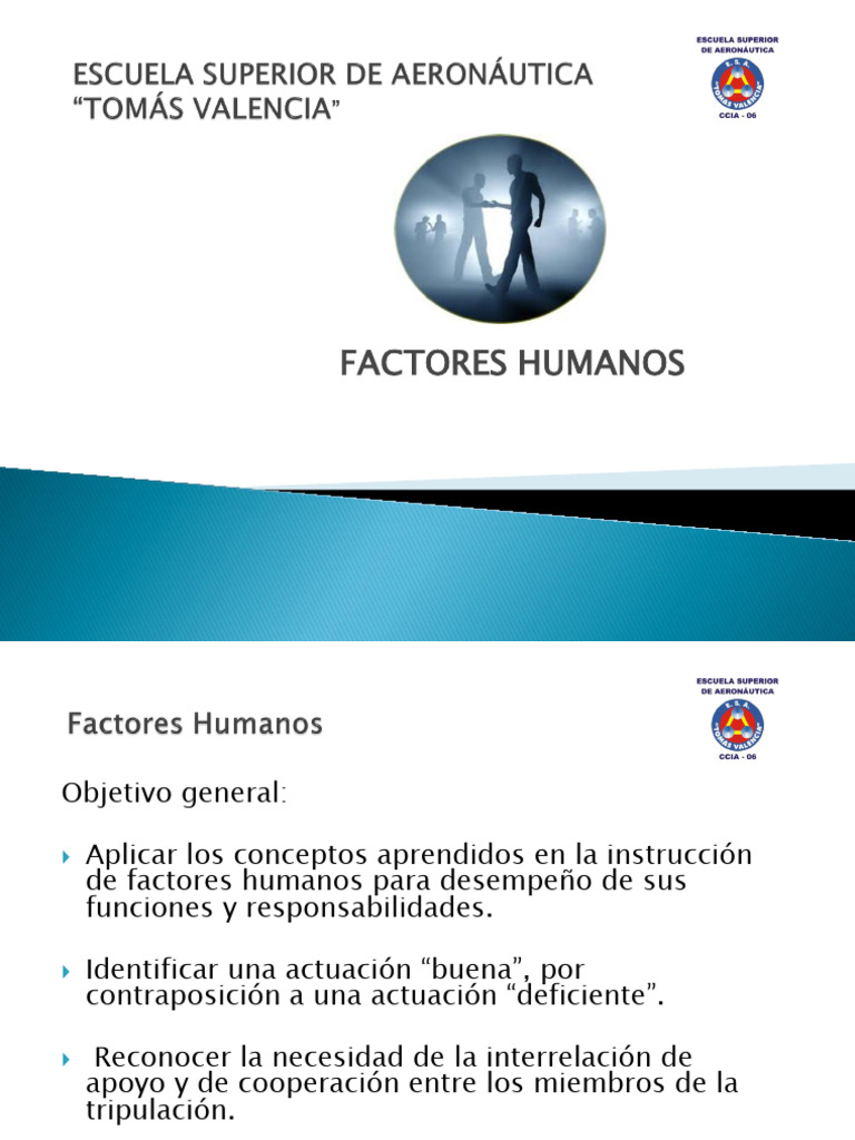 Factores Humanos presentación completa | PDF | Conciencia de la situación | Ciencia cognitiva