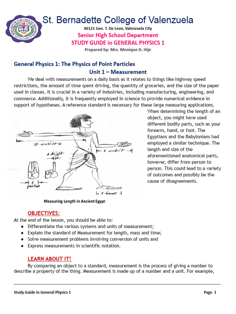 Unit 1 - Measurements | PDF | International System Of Units | Foot (Unit)