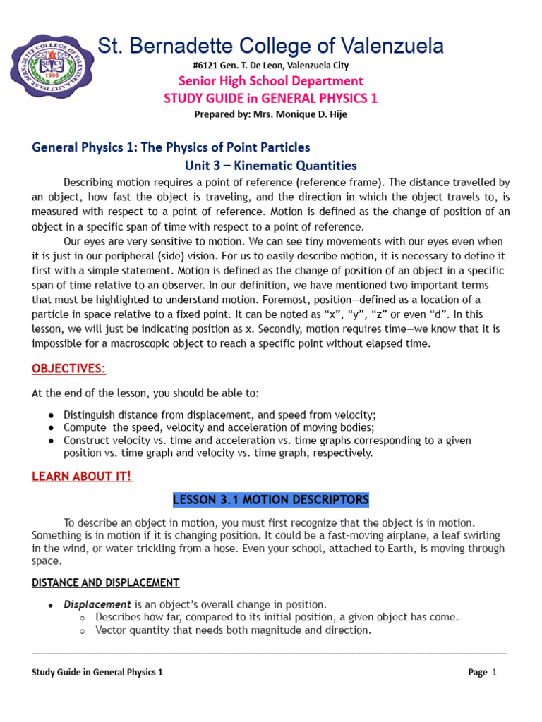 Unit 3- Kinematic Quantities | PDF | Velocity | Acceleration