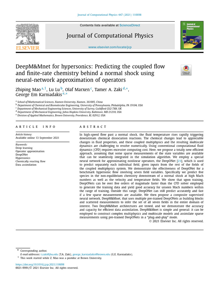 DeepM&Mnet solving multiphysics and multiscale problems [J. Comput. Phys.]-2 | PDF | Gases ...