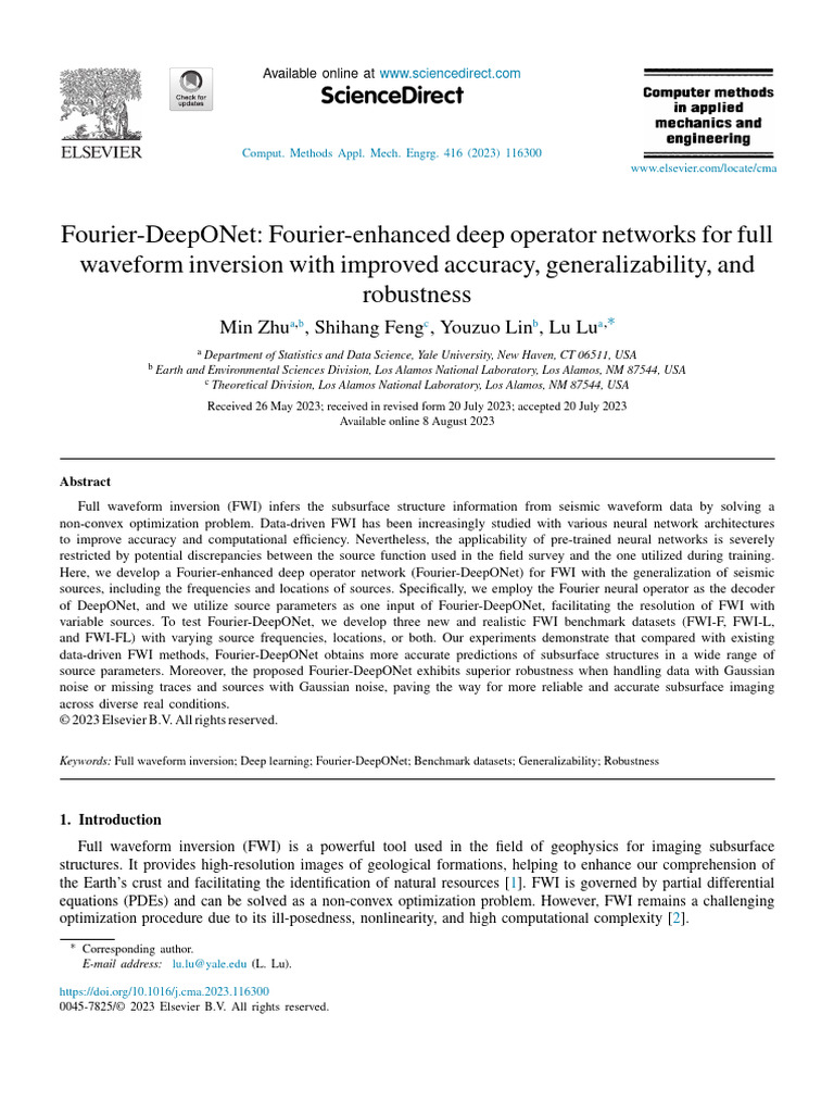 Fourier-DeepONet for Enhanced FWI | PDF | Artificial Neural Network ...