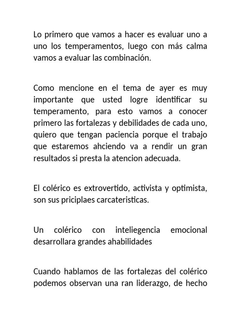 117 Temperamento Colerico | PDF | Temperamento | Liderazgo