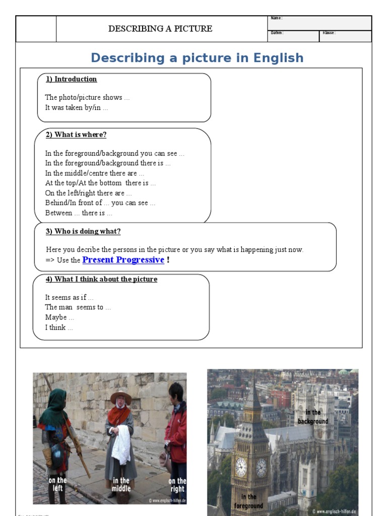 Describing A Picture | PDF | Language Arts & Discipline
