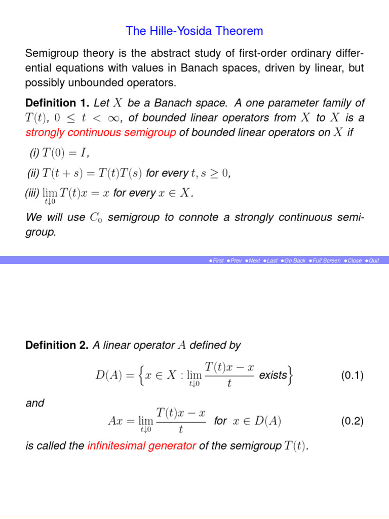 Lecture Hille Yosida | PDF | Mathematical Relations | Linear Algebra