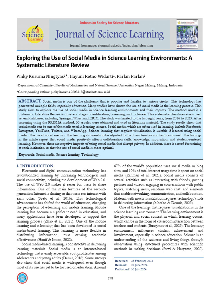 Exploring The Use of Social Media in Science Learning Environments A ...
