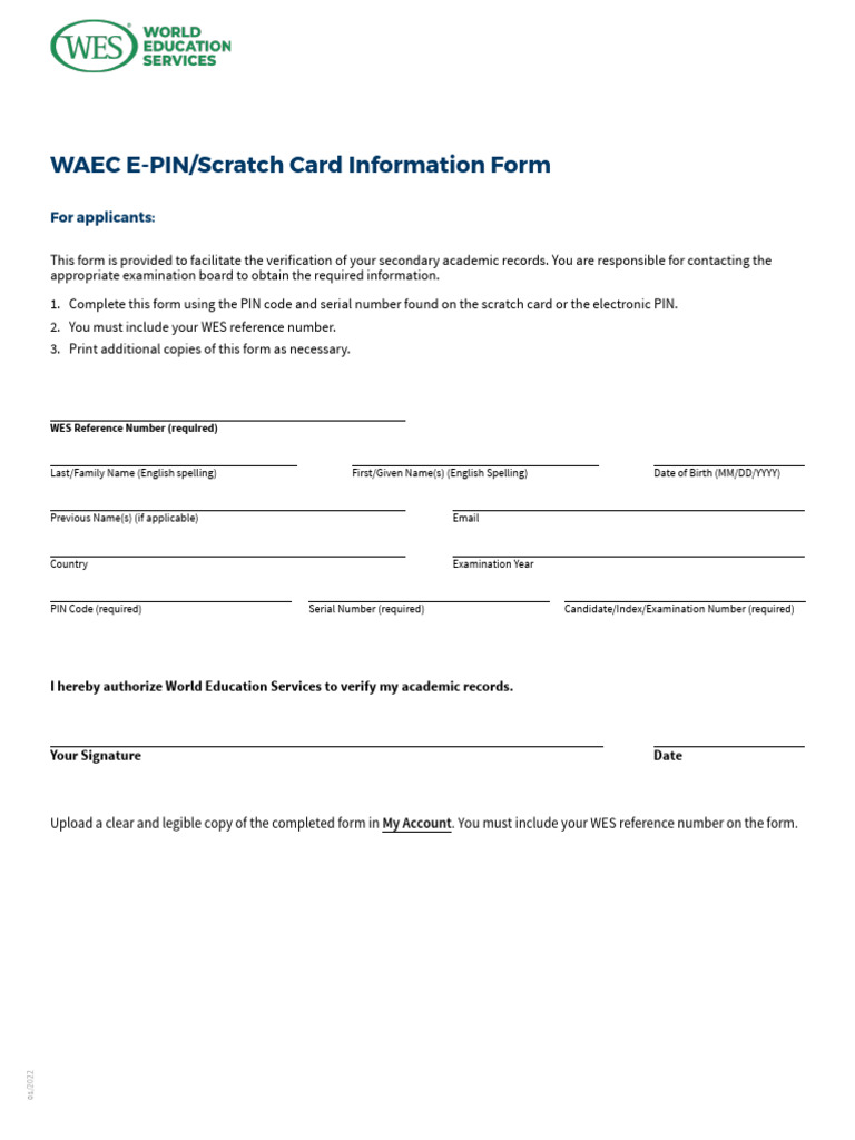 Scratch Card Forms Waec | PDF