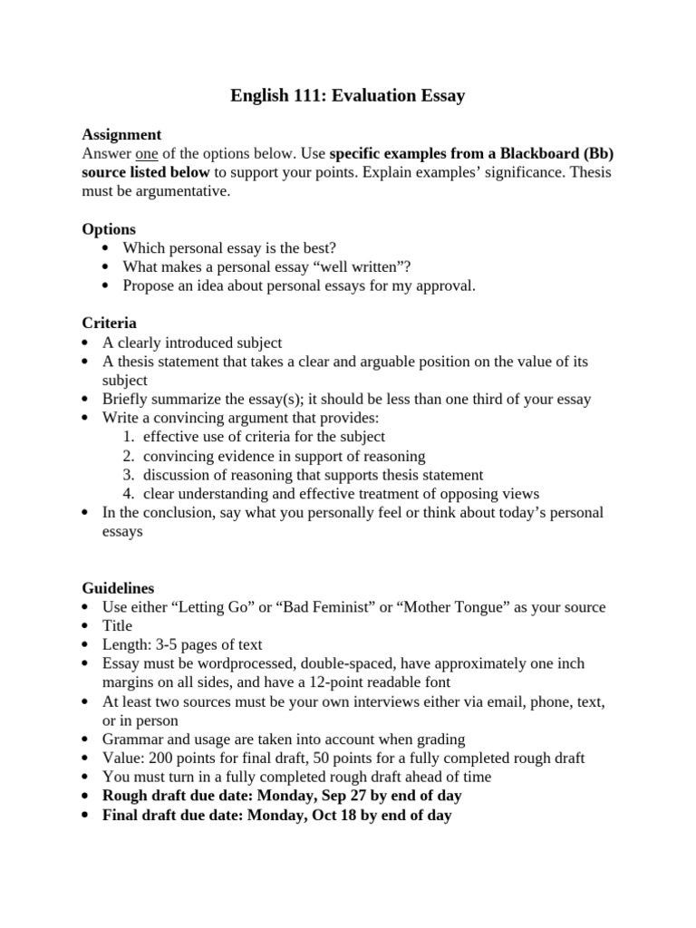 Eng 111 Eval | PDF