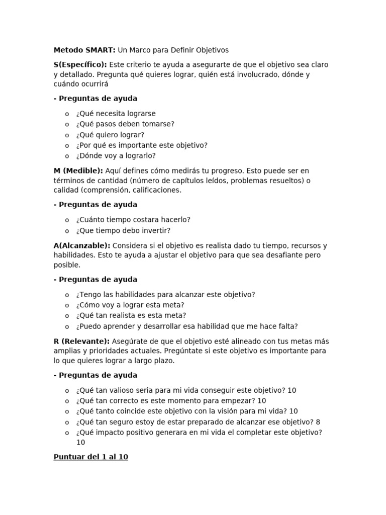 Metodo SMART | PDF | Objetivo | Cognición