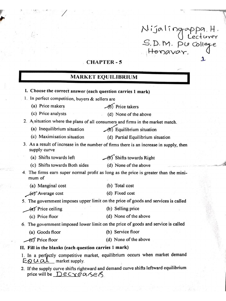 Micro - Eco Market Equilibrium | PDF