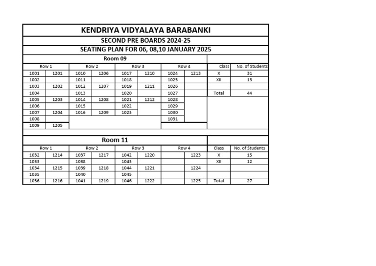 Exam Seating Plan 2025 | PDF