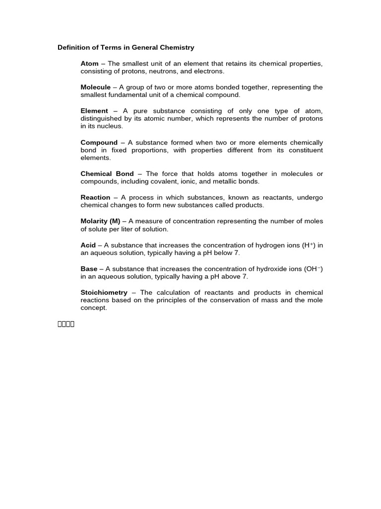 Key Terms in General Chemistry | PDF