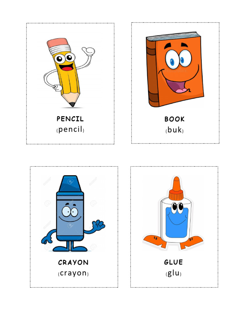 FICHAS DEL VOCABULARIO DE LA UNIDAD 3 SOBRE LOS UTILES ESCOLARES (2) | PDF