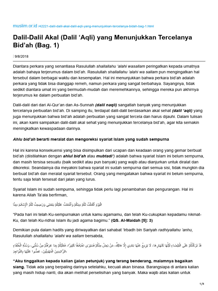 muslim.or.id-Dalil-Dalil Akal Dalil Aqli yang Menunjukkan Tercelanya ...